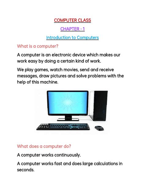Computer Class Chapter 1 Pdf Computer Monitor Computer Keyboard