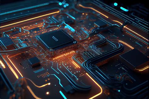 Generative Ai Illustration Of Macro Shot Of Circuit Cyberspace Board