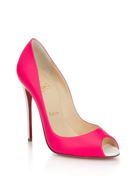 Christian Louboutin Youpi Leather Peep Toe Pumps In Pink Neon Pink Lyst