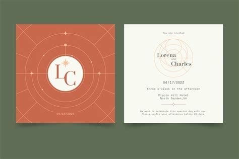 결혼식 초대장 템플릿 디자인 무료 벡터