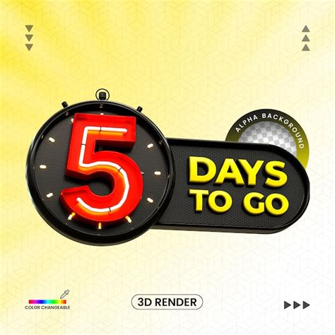 Premium Psd 3d Rendering Number Of 5 Days Left Countdown Timer 3d