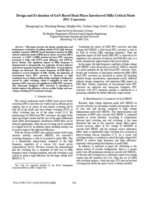 Design And Evaluation Of Gan Based Dual Phase Interleaved Mhz Critical Mode Pdf Electrical