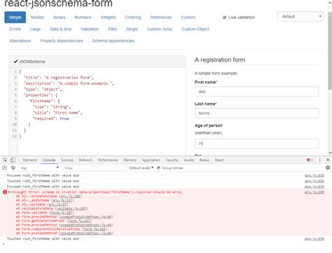 schema errors not displaying · issue 863 · rjsf team react jsonschema form · github