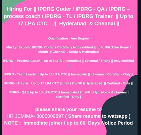 Ipdrgcoder Medicalcoder Medicalcoding Ushealthcare Rcm Jemima