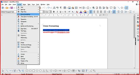 Libre Office Writer Format Menu