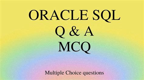 Oracle Sql Interview Q And A Mcq Oracle Sql Youtube