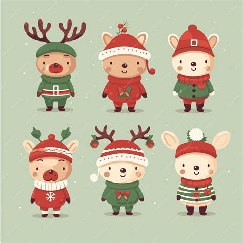 Premium Vector Cute Riendeer Comic Adorable Set