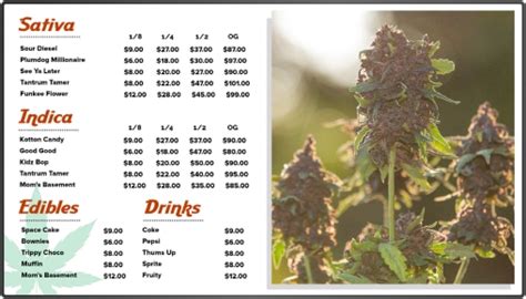 Cannabis Store Weed Menu Template Dispensary Menu Templates