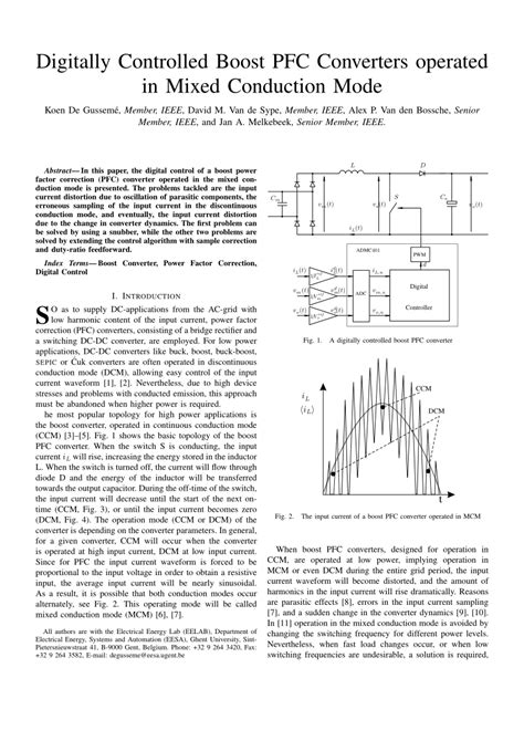 Pdf Digitally Controlled Boost Pfc Converters Operated In Mixed Conduction Mode