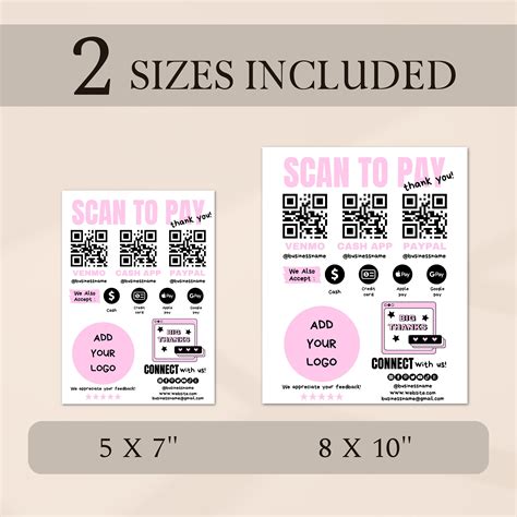 Editable Scan To Pay Template QR Code Sign Template Scan To Etsy