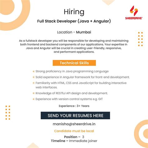 Sheerdrive On Linkedin Fullstackdeveloper Java Angular Urgenthiring