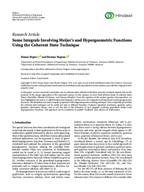 Pdf Some Integrals Involving Meijers And Hypergeometric Functions Using The Coherent State