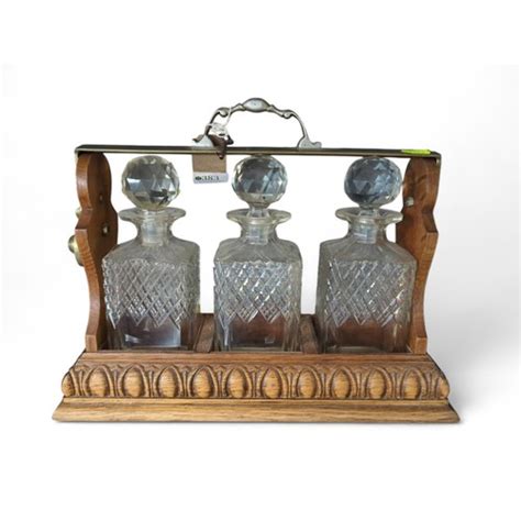 3 Decanter Tantalus With Key