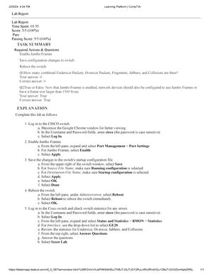 Configure Switch IP Settings CLI PM Learning Platform CompTIA Studocu