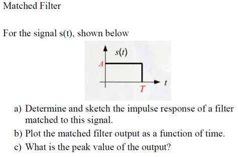 solved matched filter for the signal s t shown below s t