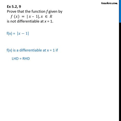 ex 5 2 9 prove that f x x 1 is not differentiable