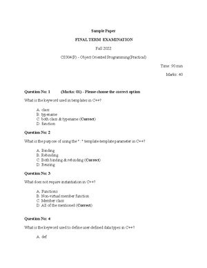Short Handouts Cs304 Lec 1 To 23 CS Important Points In LECTURE NO
