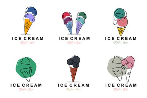 아이스크림 로고 디자인 신선한 달콤한 소프트 콜드 푸드 일러스트 레이 션 어린이 좋아하는 벡터 제품 브랜드 아이스크림에 대한