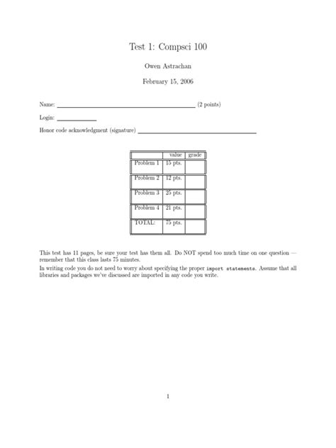 Test 1 Spring 06 Pdf String Computer Science Array Data Structure