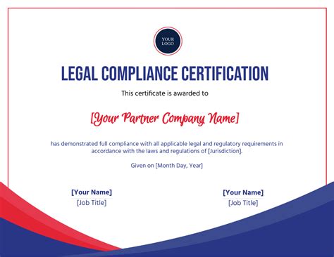 Free Legal Compliance Certification Template To Edit Online