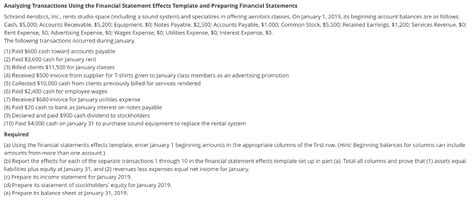 Solved Analyzing Transactions Using The Financial Statement