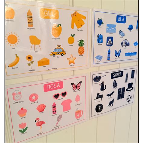 Farger I Bilder Pedagogiske A4 Plakater Fysisk Produktdigital Pd
