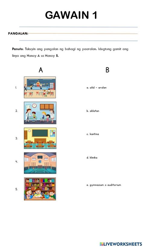 A1 Q3W1 Aralin 12 Ang Aking Paaralan ACTIVITIES Worksheet In 2025 1st Grade Worksheets