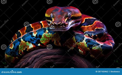 Vibrant Colorful Python On Dark Background Stock Illustration Illustration Of Exotic Artistic