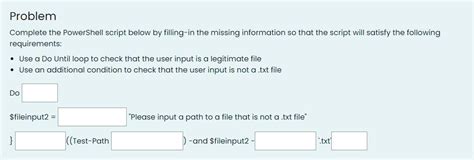 Solved Problem Complete The PowerShell Script Below By Chegg Com