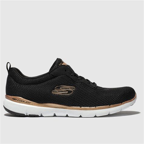 Skechers Black And Bronze Flex Appeal 30 Trainers Shoefreak