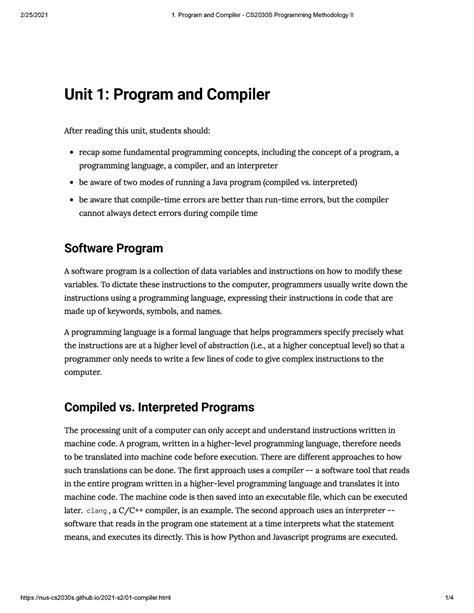 1 Program And Compiler Cs2030 S Programming Methodology Ii Unit 1 Program And Compiler