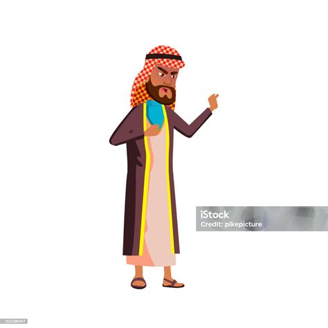 Angry Muslim Man Shouting At Enemy Cartoon Vector Stock Illustration