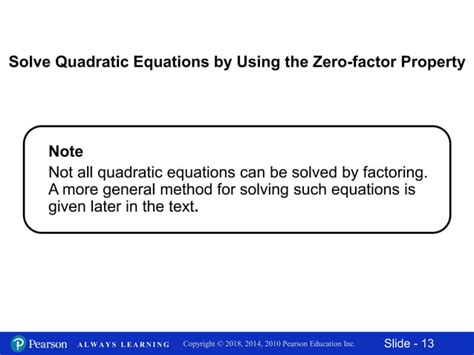Section 13 6 Solving Quadratic Equations Using The Zero Factor Property Pptx