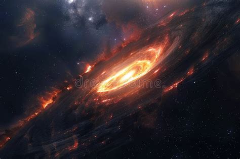 Black Hole With Glowing Accretion Disk In Deep Space Stock Image