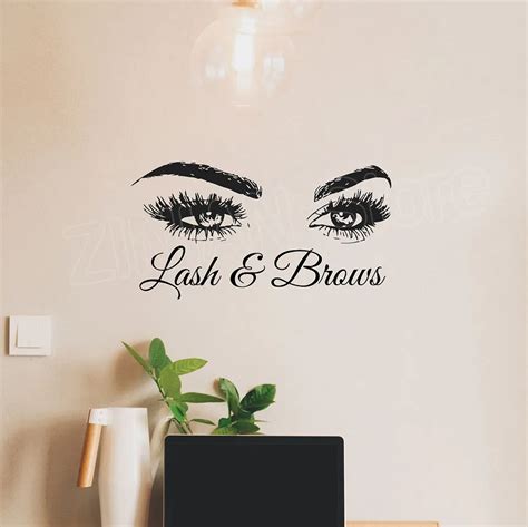 Lashand Brows большие глаза Цитата настенные наклейки модные креативные виниловые ресницы брови
