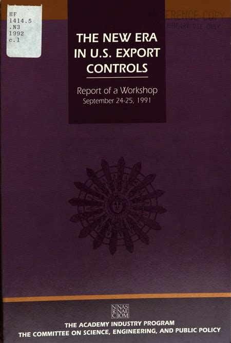 New Era In U S Export Controls Report Of A Workshop September 24 25