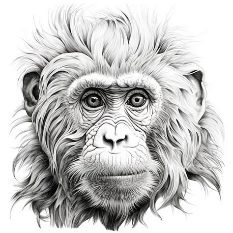 Premium Photo Black And White Sketch Illustration Of A Monkey Head