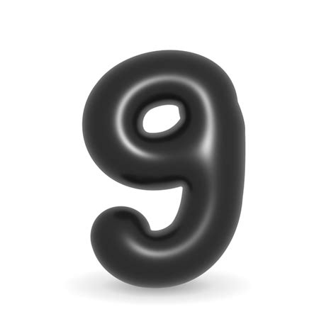 Balão Preto Brilhante Número Nove Símbolo Ilustração 3d Elemento De