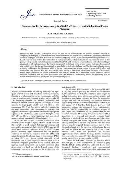 Pdf Comparative Performance Analysis Of G Rake … · Comparative