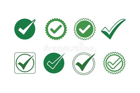 Checkmark Icon Set Green Tick Marks Approved Symbols And Ui Verification Vectors Stock