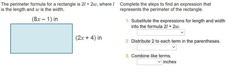 The Perimeter Formula For A Rectangle Is 2l 2w Where L Is The Length