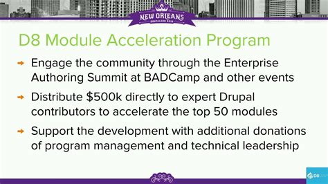 Drupalcon New Orleans 2016 D8 Module Acceleration Program Youtube