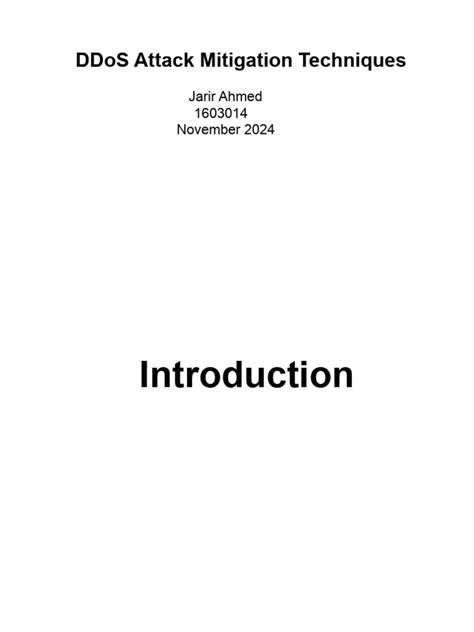 Ddos Attack Mitigation Techniques 1stseminarcse4206 Pdf Denial Of Service Attack