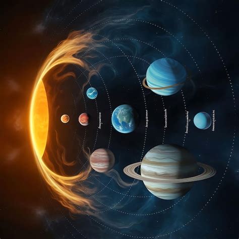 Premium Photo Solar System With Planets In Orbits Path
