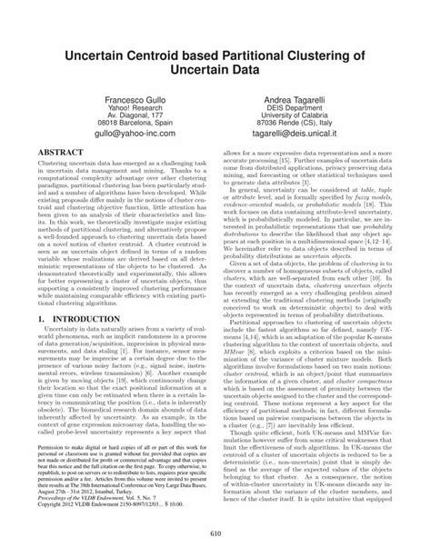 Pdf Uncertain Centroid Based Partitional Clustering Of Uncertain Data Dokumentips