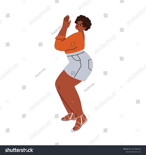 Young Chunky Girl Dancing Happy Curvy Stock Vector Royalty Free