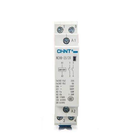 Chint Mini Single Phase Ac Contactor 220v Din Rail Type Nch8 25 20 Two Normally Open 2p 25a