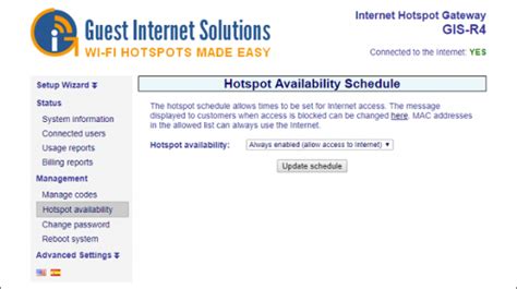 Hotspot Availability Guest Internet