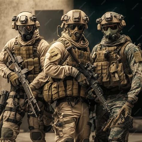 Premium Photo Fully Equipped Special Forces Military Unit In Tactical