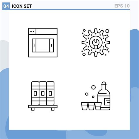 Editable Vector Line Pack Of 4 Simple Filledline Flat Colors Of Web Drink Development Tool